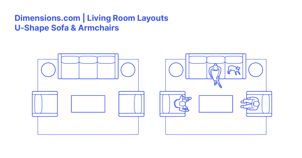 U-Shape Sofa & Armchairs Dimensions & Drawings | Dimensions.com
