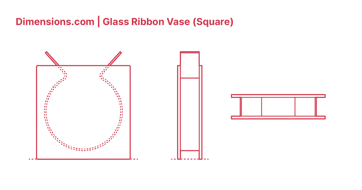 Glass Ribbon Vase (Square) Dimensions & Drawings | Dimensions.com