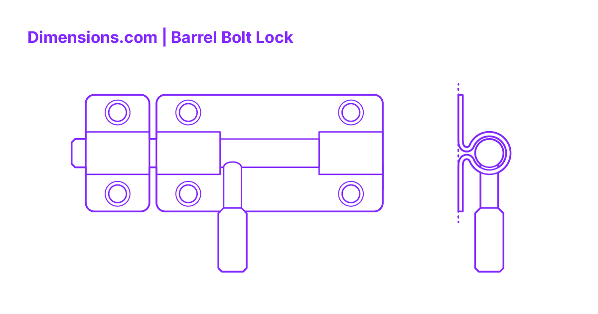 Barrel Bolt Lock Dimensions & Drawings | Dimensions.com