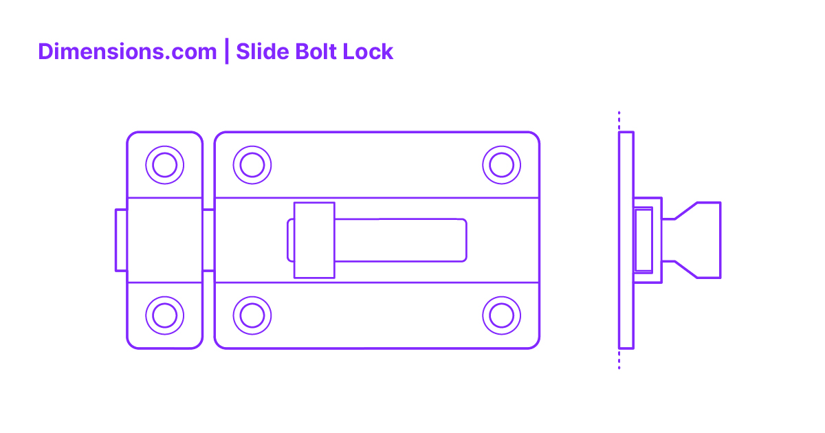 Slide Bolt Lock Dimensions & Drawings | Dimensions.com