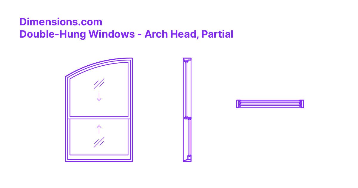 Double-Hung Windows - Arch Head, Partial Dimensions & Drawings ...