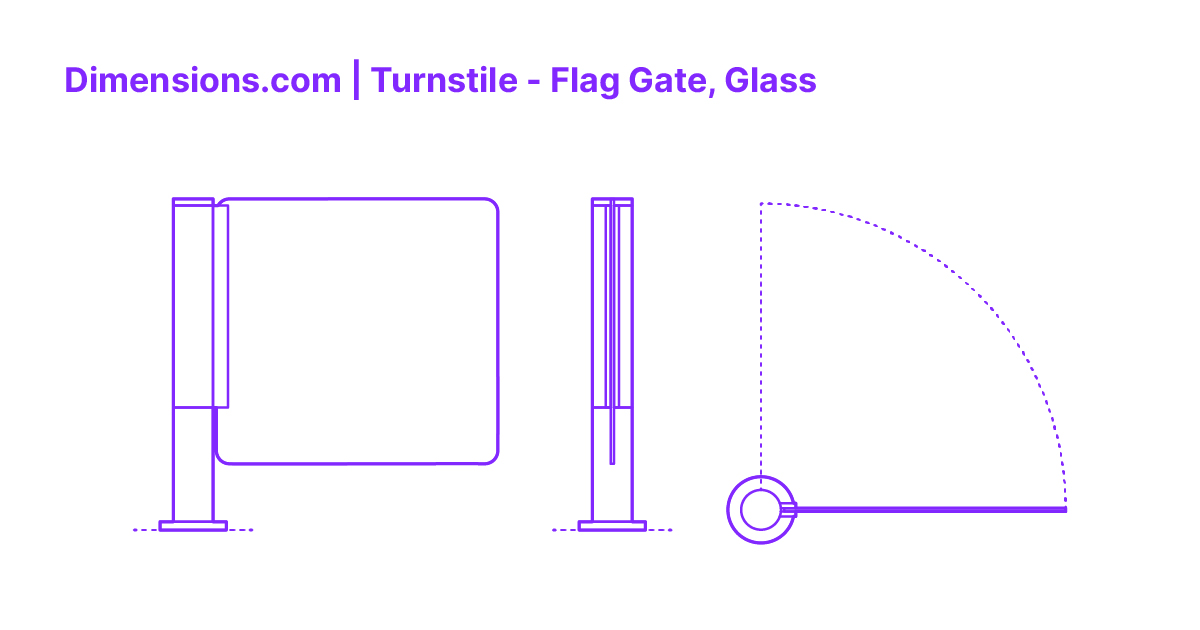 Turnstile - Flag Gate, Glass Dimensions & Drawings | Dimensions.com