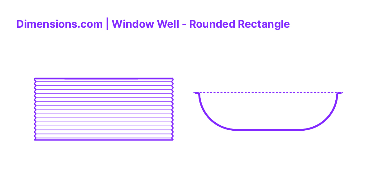 Window Well - Rounded Rectangle Dimensions & Drawings | Dimensions.com