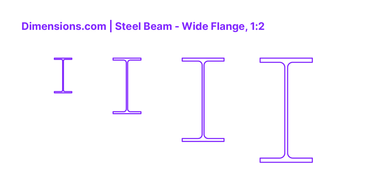 Steel Beam Wide Flange, 1:2 Dimensions Drawings, 50% OFF