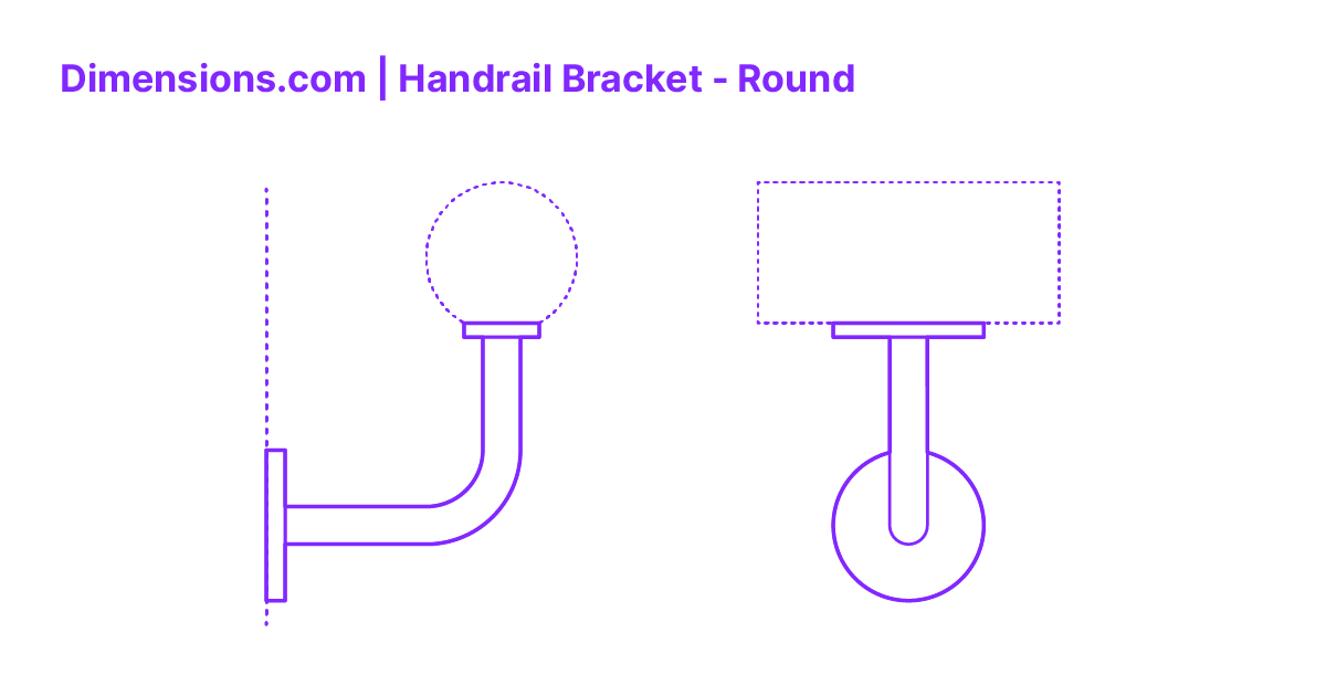 Handrail Bracket - Round Dimensions & Drawings | Dimensions.com