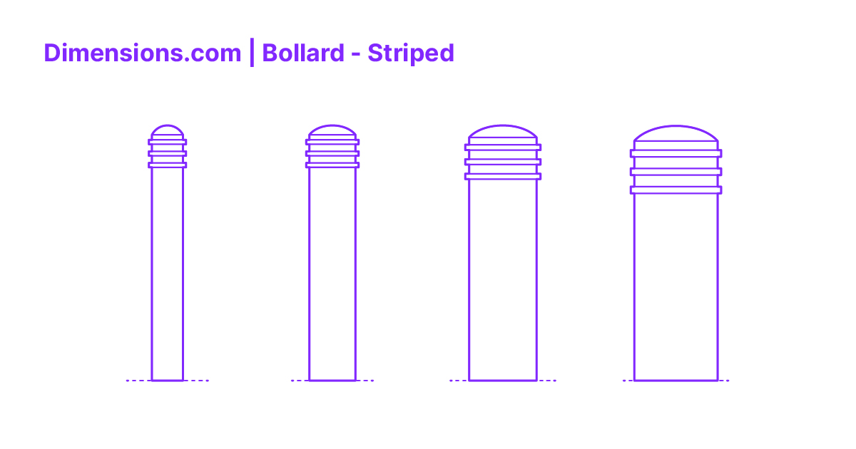 Bollard - Striped Dimensions & Drawings | Dimensions.com