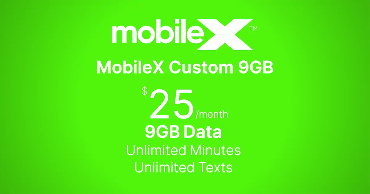 MobileX Custom 9GB Plan: Price & Features