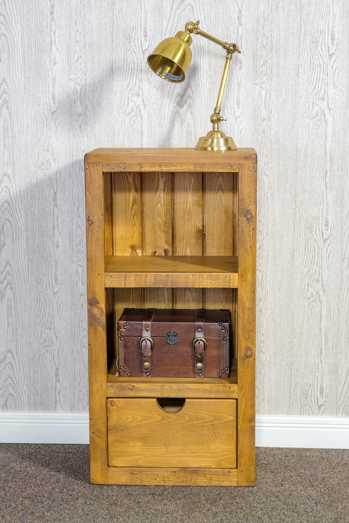 RUSTIC Mojo Low Slim Jim Bookcase with 1 Drawer | Living & Dining ...