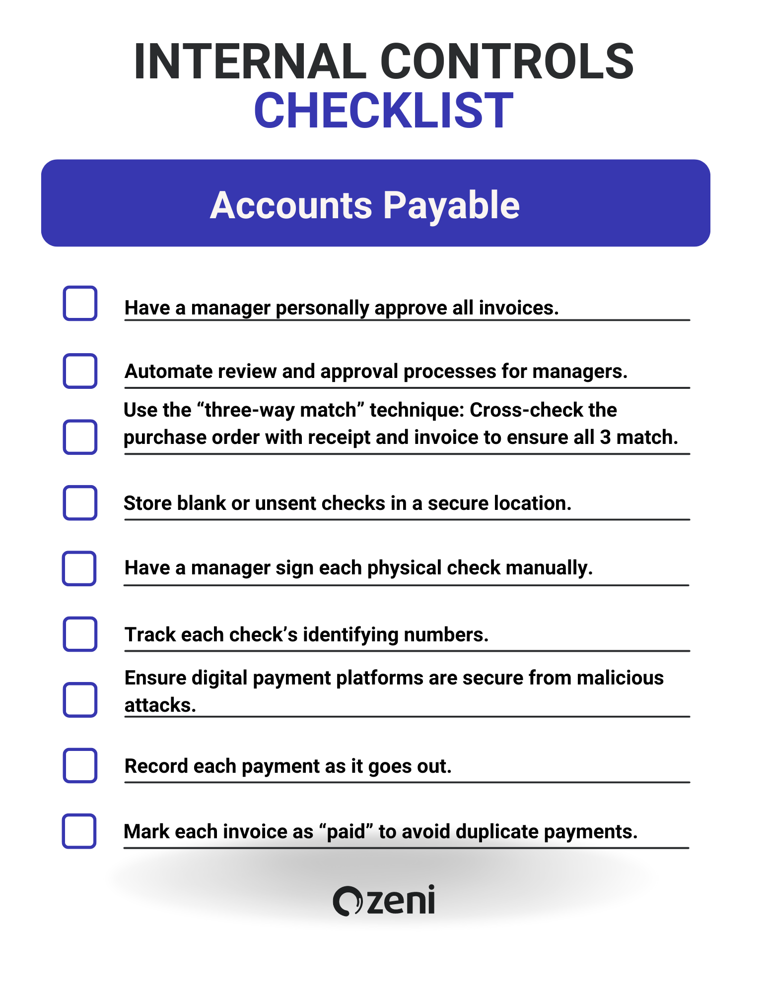 Internal Control Over Financial Reporting A Checklist Zeni