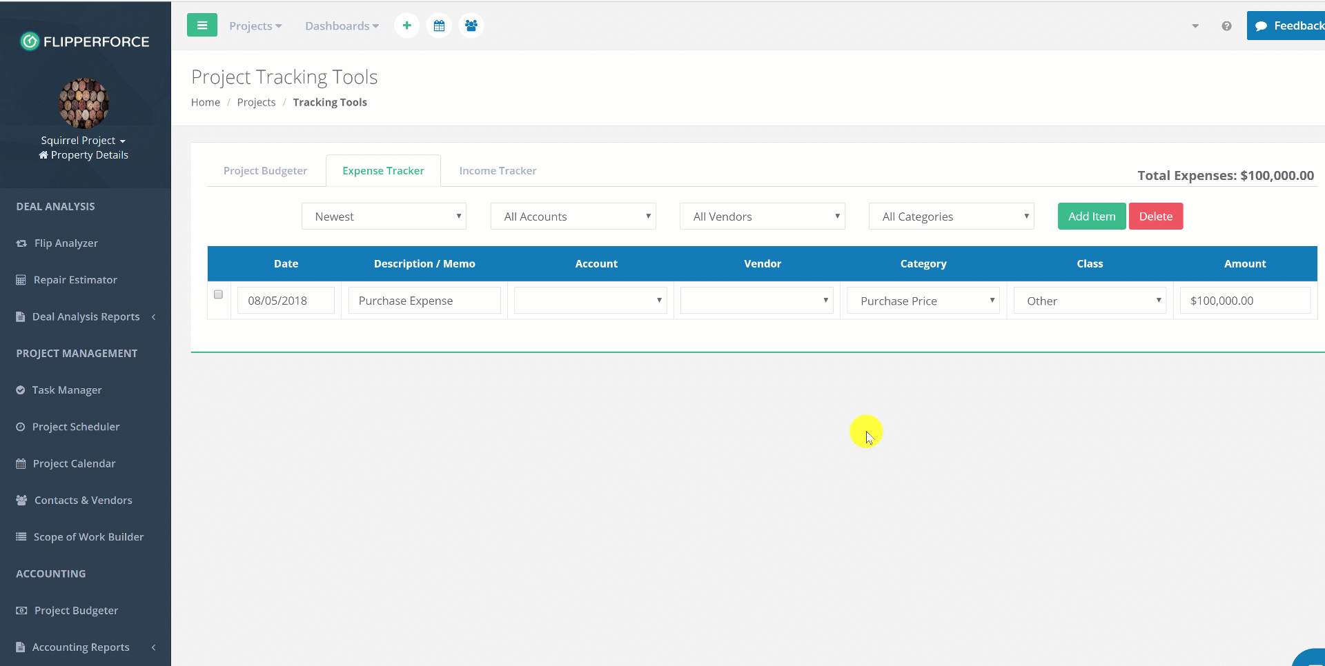 Add Vendors Directly in the Expense Tracker | House Flipping Blog