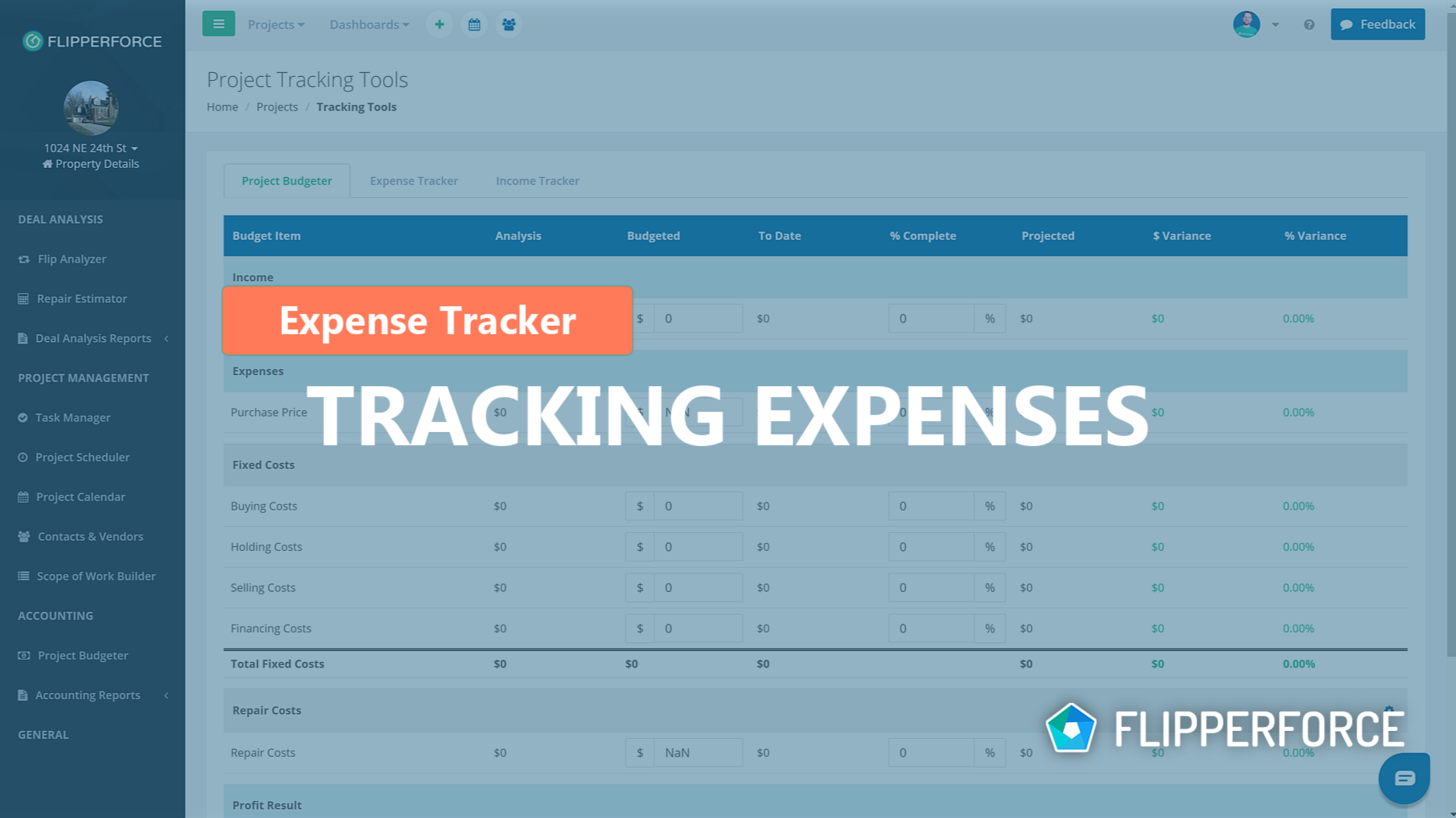 Tracking Your Project Expenses in the Expense Tracker | House Flipping ...