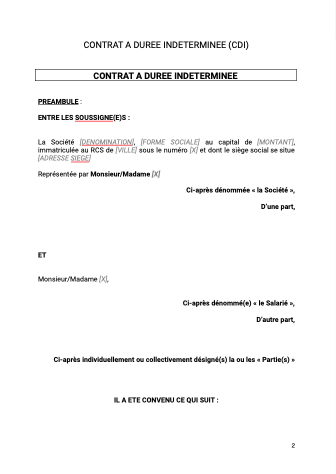 Contrat à durée indeterminée CDI - document et modèle à télécharger
