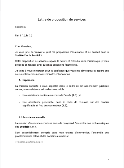 Modèle de lettre de proposition de services - document et modèle à ...