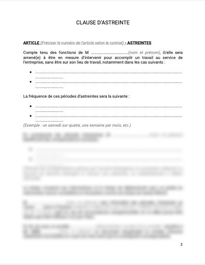 CDI clause d'astreinte - document et modèle à télécharger