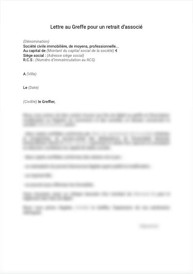 Lettre dépôt au greffe retrait associé - document et modèle à télécharger