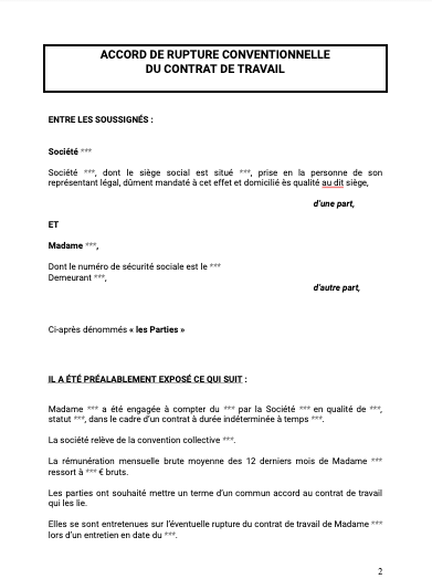 Accord de rupture conventionnelle - document et modèle à télécharger