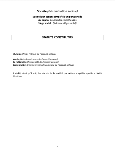 Statuts SASU - document et modèle à télécharger