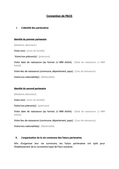 Convention de PACS - document et modèle à télécharger