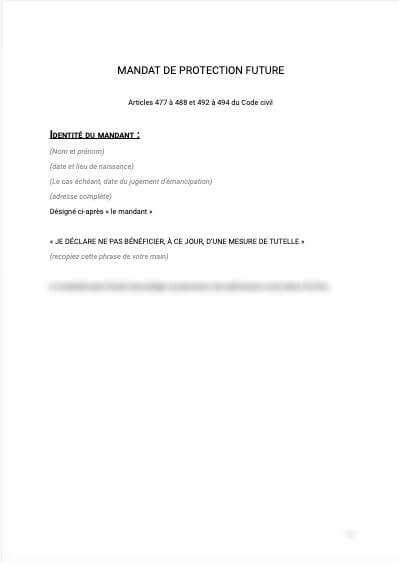 Mandat De Protection Future Document Et Modèle à Télécharger