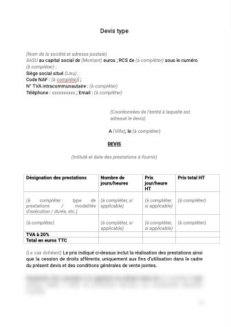 Devis type - document et modèle à télécharger