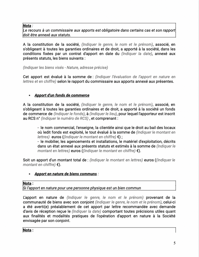 Statuts SARL - document et modèle à télécharger