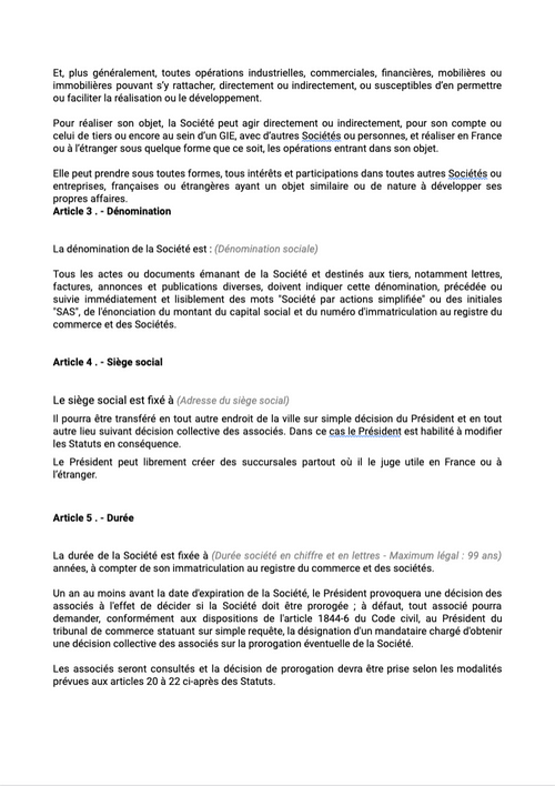 Statuts SAS - document et modèle à télécharger
