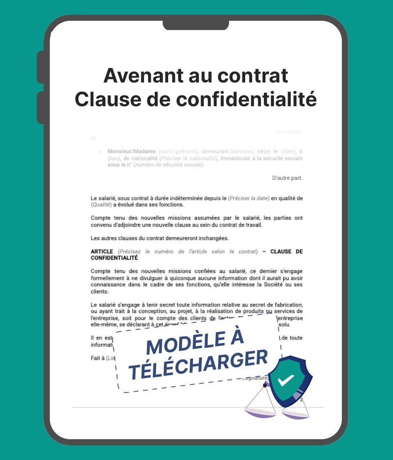 Avenant au contrat Clause de confidentialité : modèle à télécharger