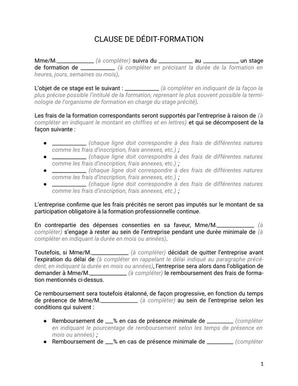 CDI clause de dedit formation : modèle à télécharger (2023)