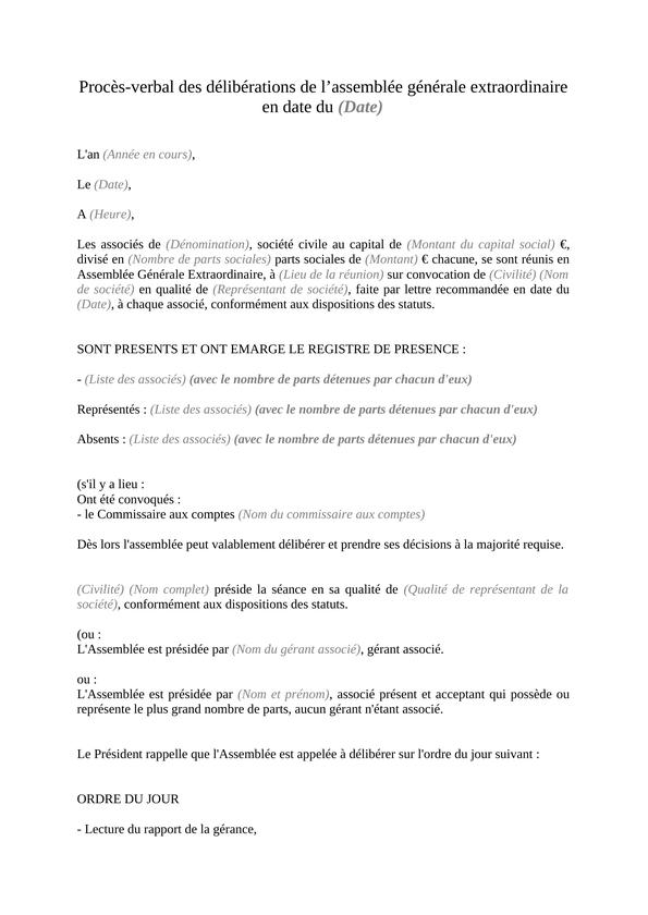 Exemple De Proc s Verbal D Assembl e G n rale Extraordinaire KGEXP