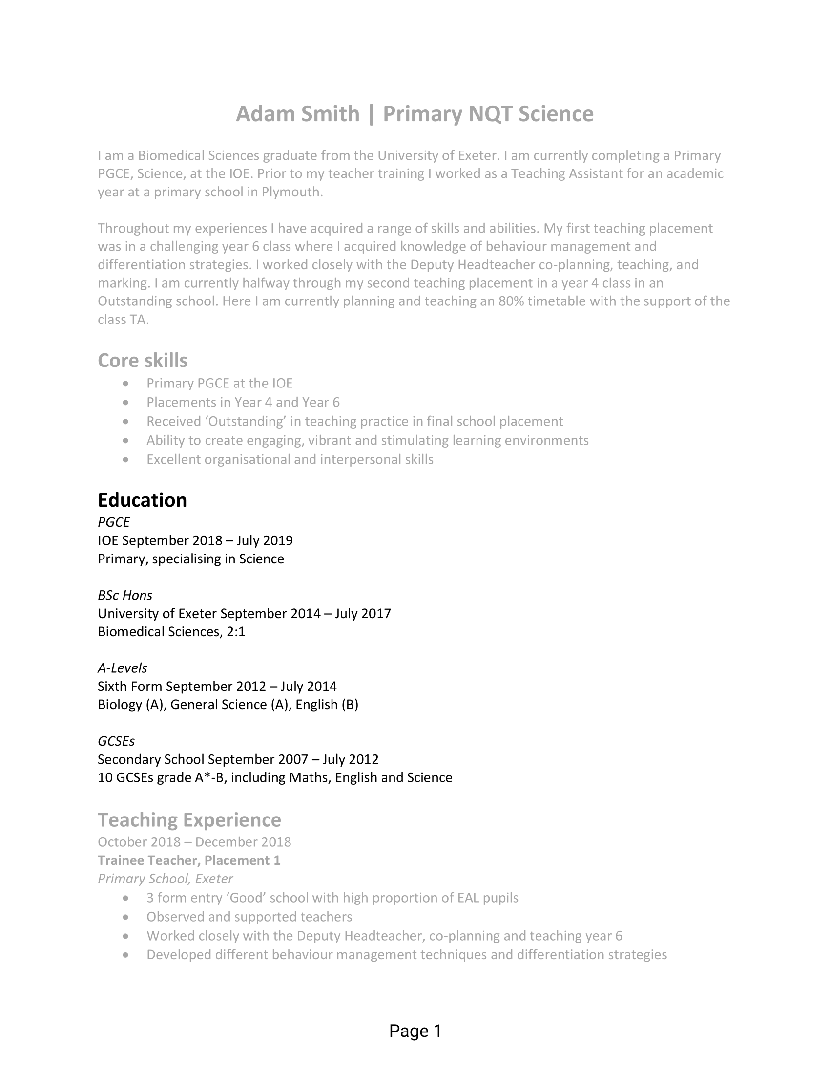 NQT CV