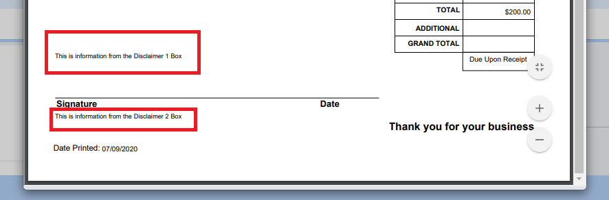 Order Forms And Print Options, Adding Disclaimers | ServiceMonster Help