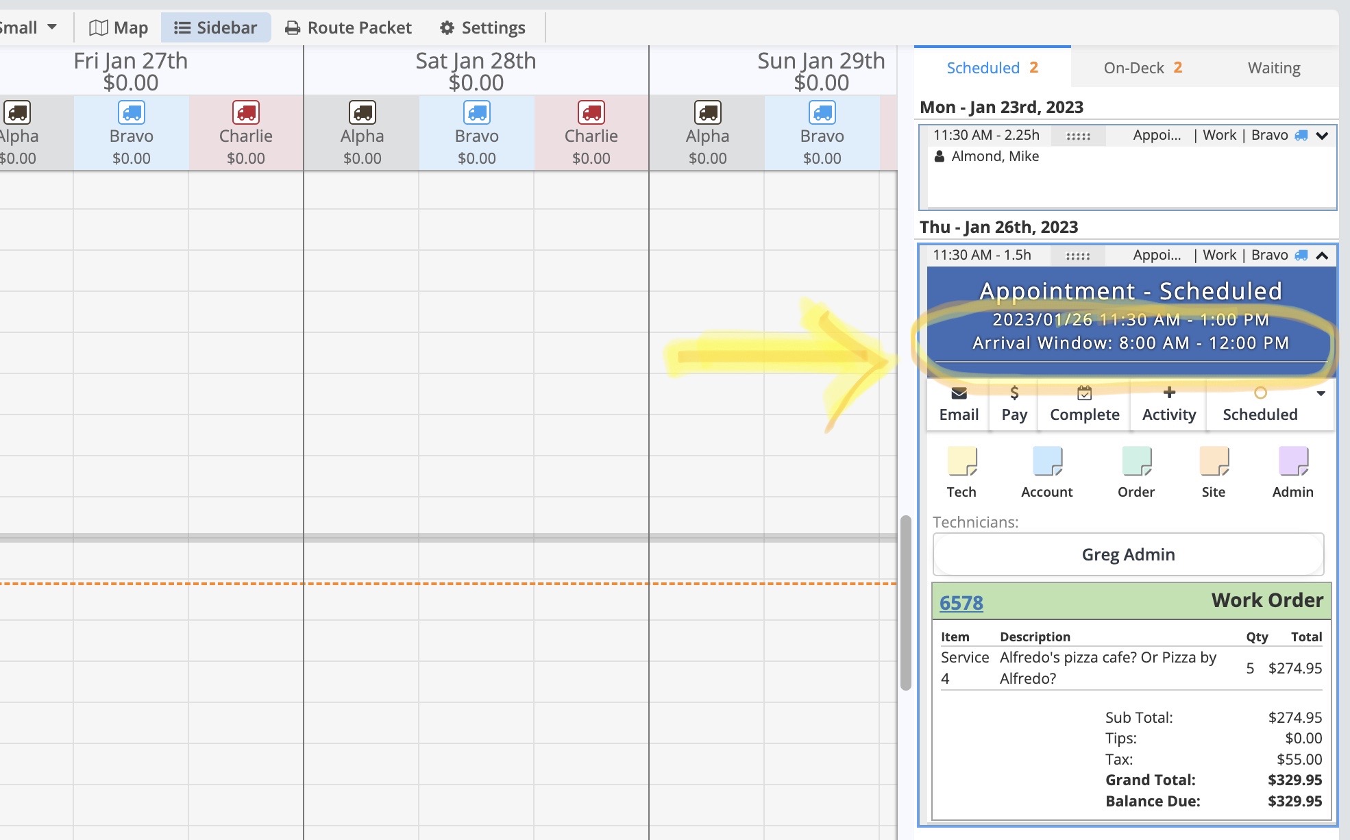 Arrival Windows | ServiceMonster Help