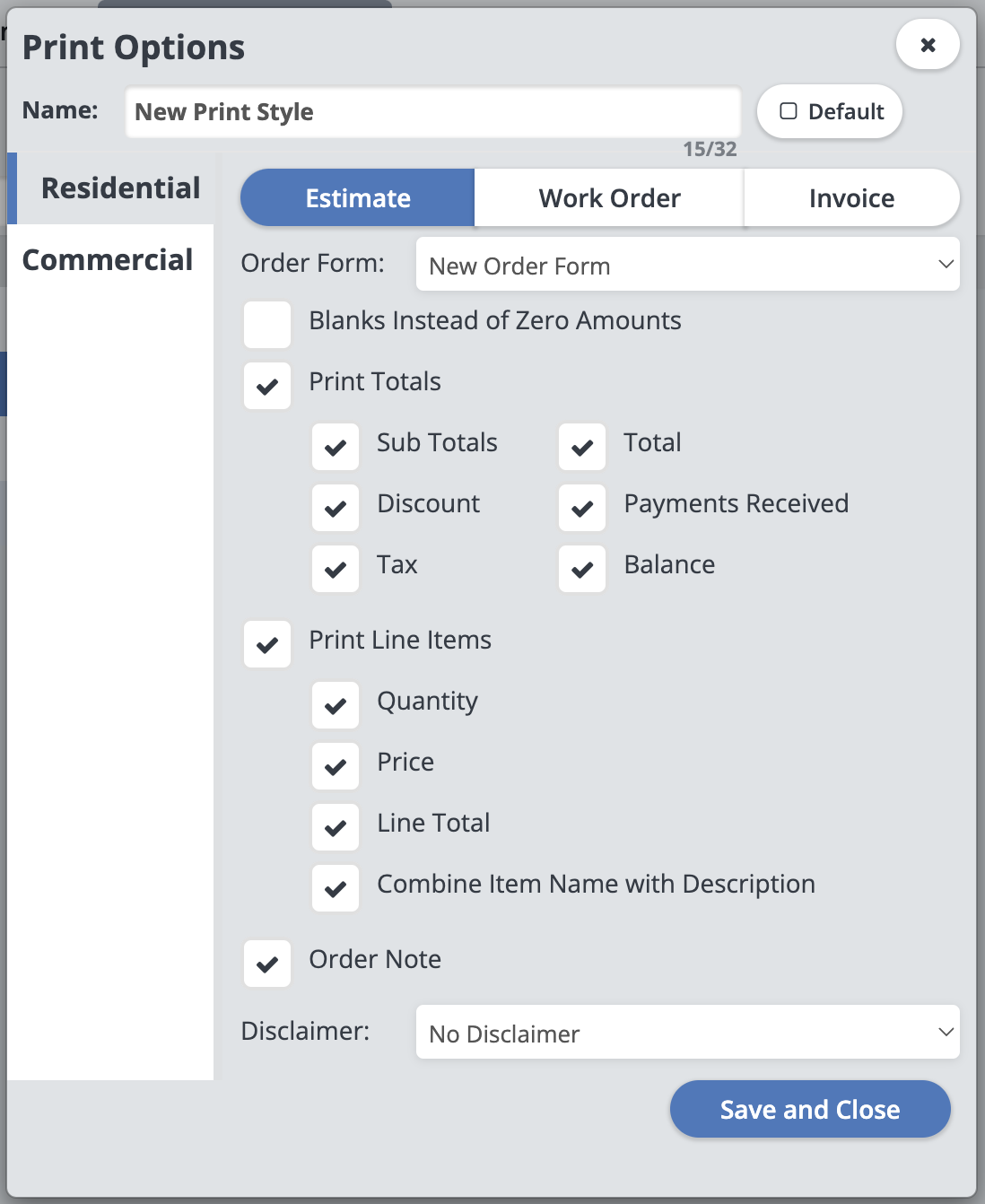 Order Forms And Print Options, Adding Disclaimers | ServiceMonster Help