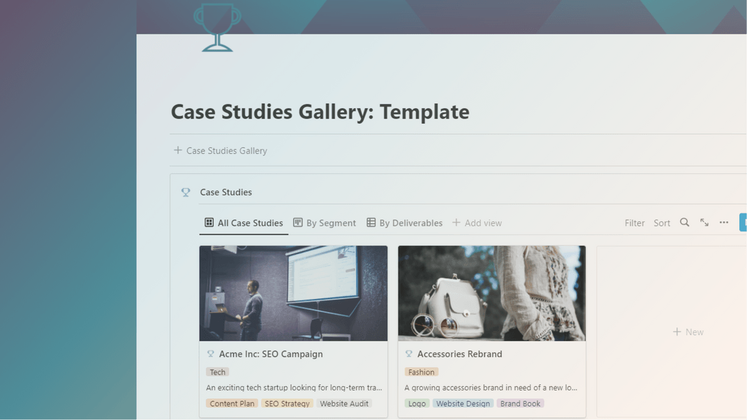 Notion Case Study Template + Smart Gallery (2023) | Landmark Labs