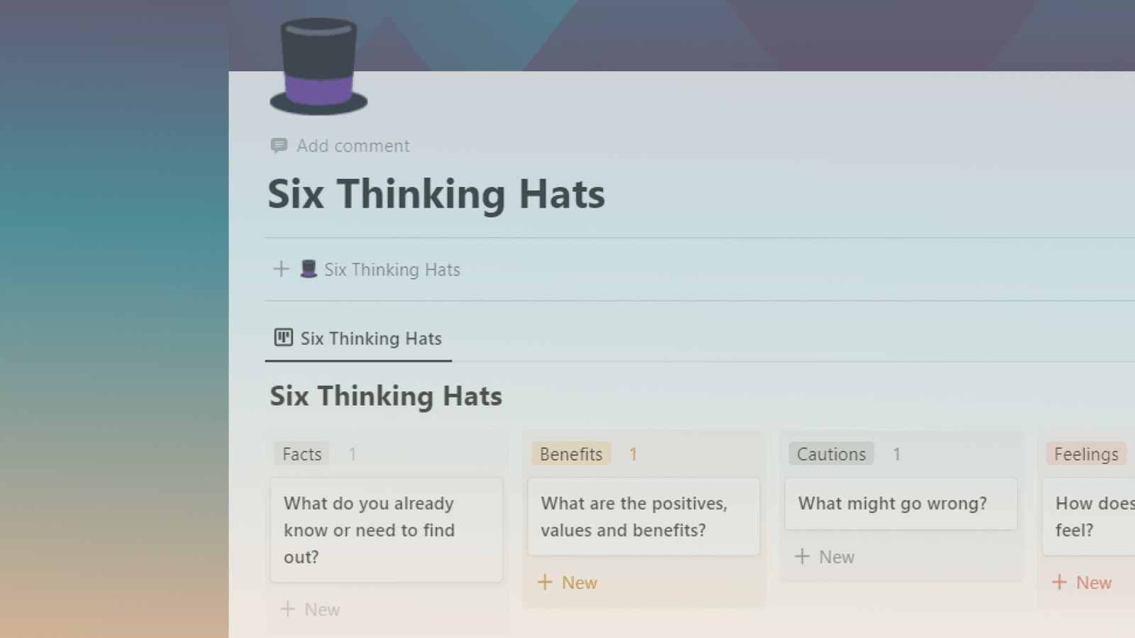 6 Thinking Hats Template: Creative Brainstorming In Notion | Landmark Labs