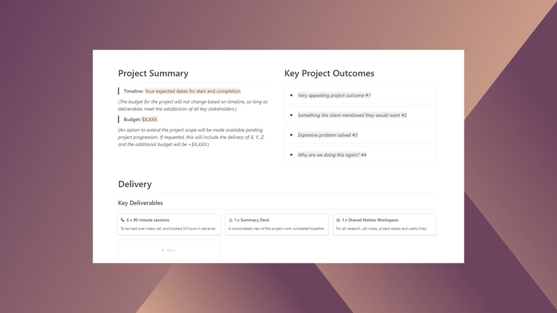 Notion Project Proposal Template: Key Outcomes, Timeline & Budget ...