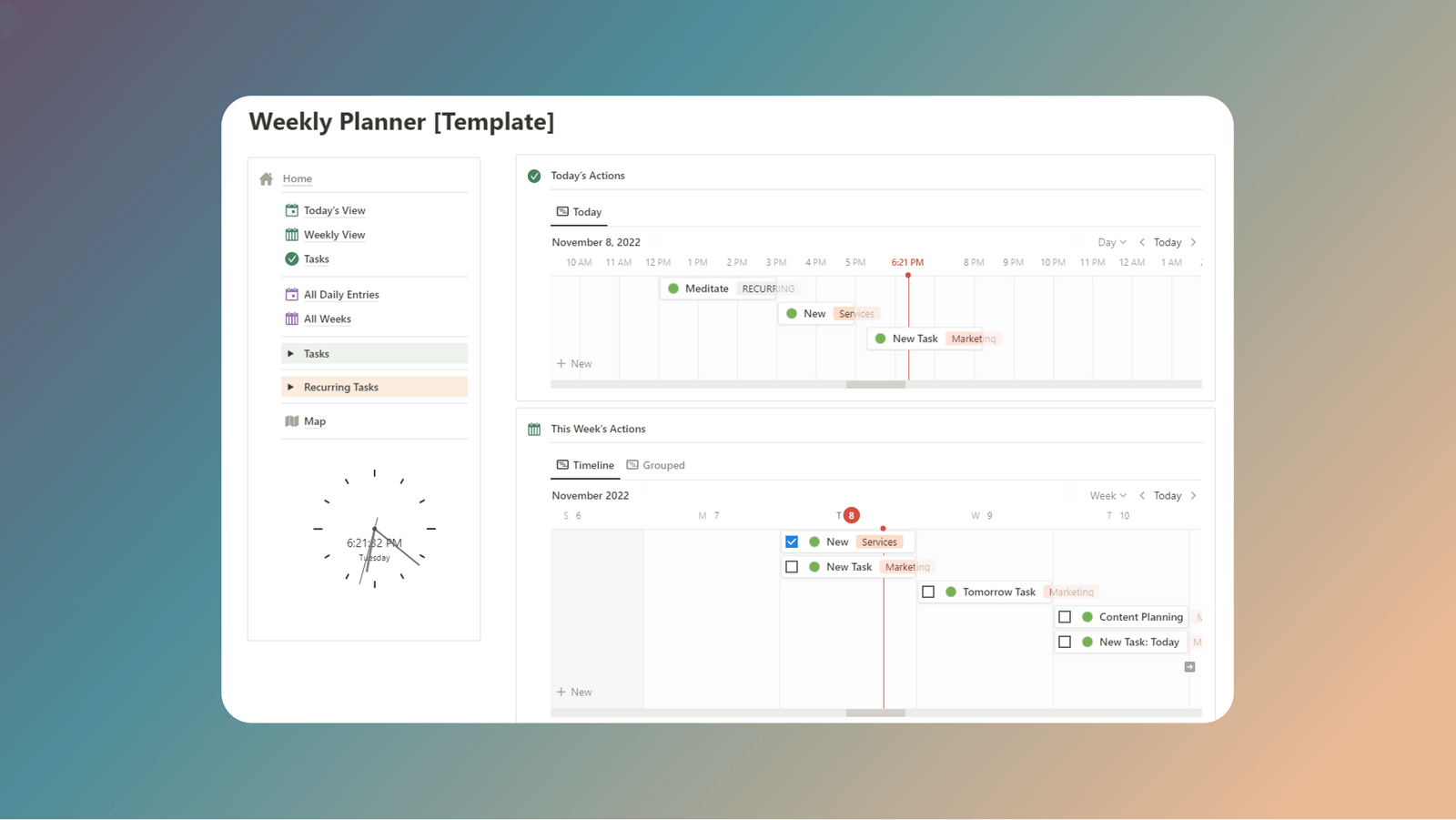 Notion Daily, Weekly & Hourly Planner Template (2023): Schedule Your ...