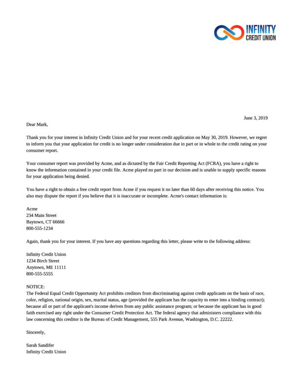 Adverse Action Letter Template