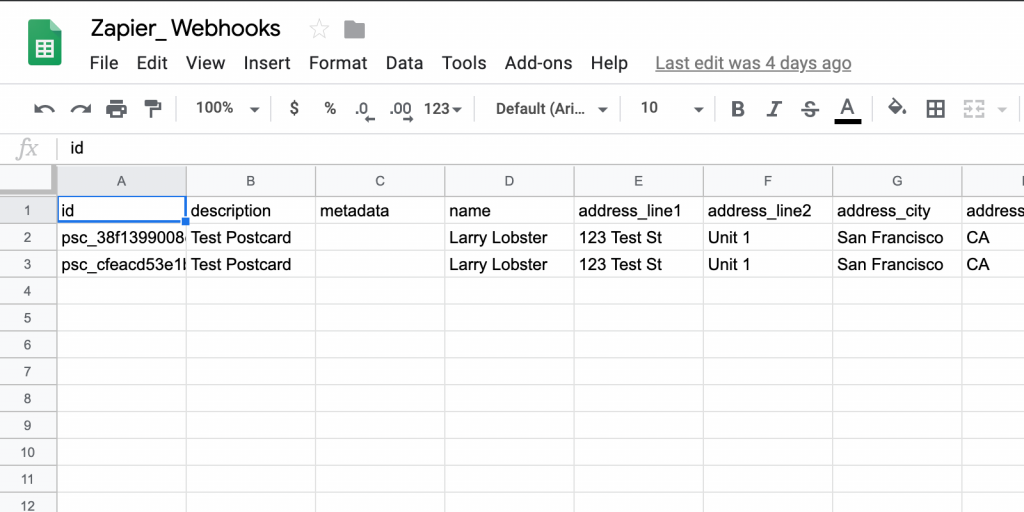 How-to: Capture Lob Webhooks automatically in Google Sheets