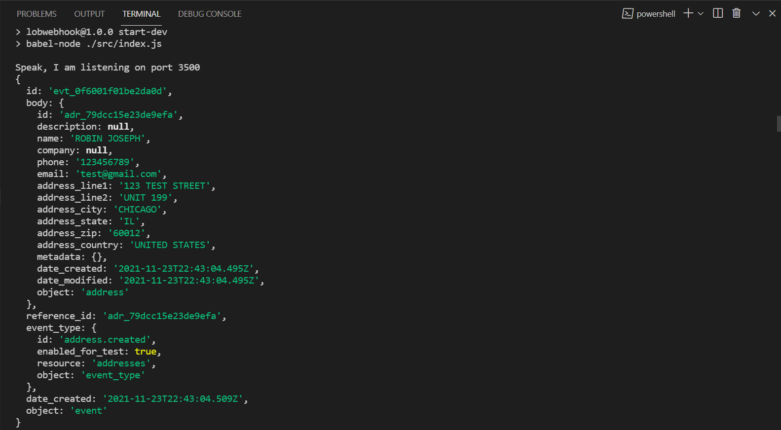lob webhooks basics using letters