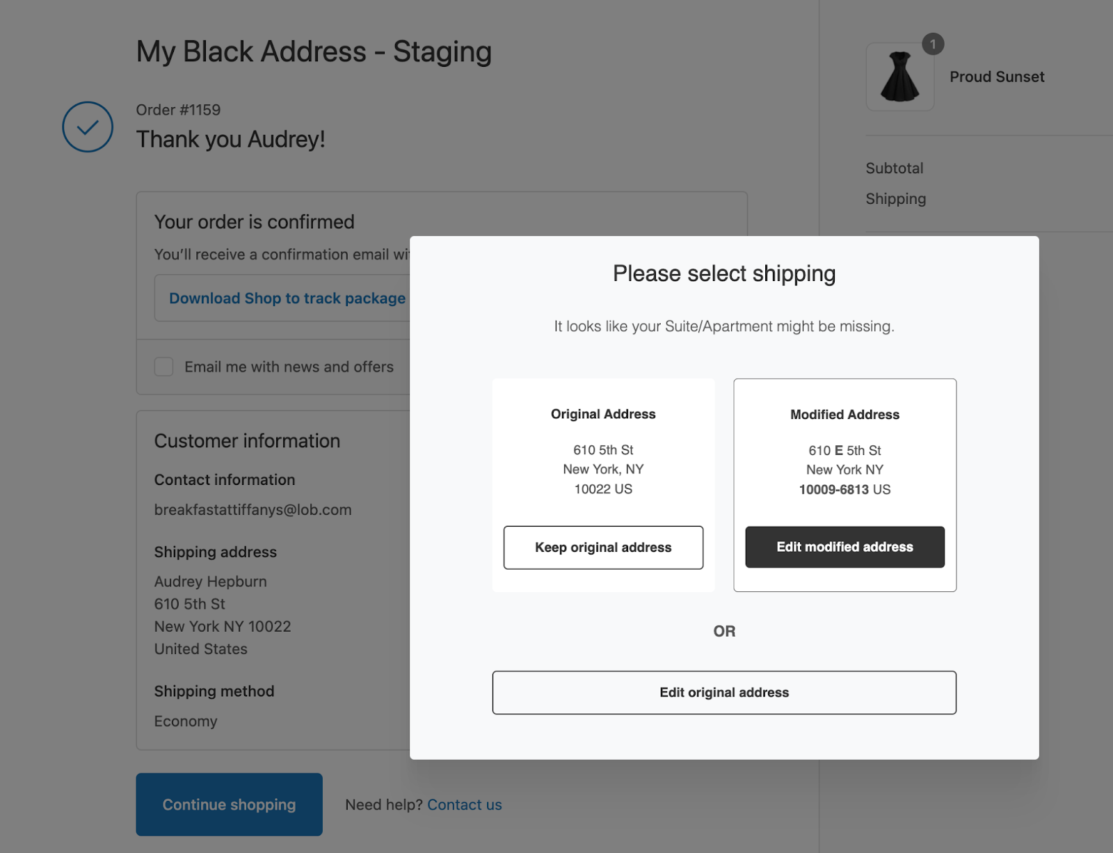 Shopify Address Verification with Lob Address Cleanser App