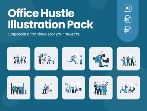 High-Quality SVG Office Hustle Illustration Pack