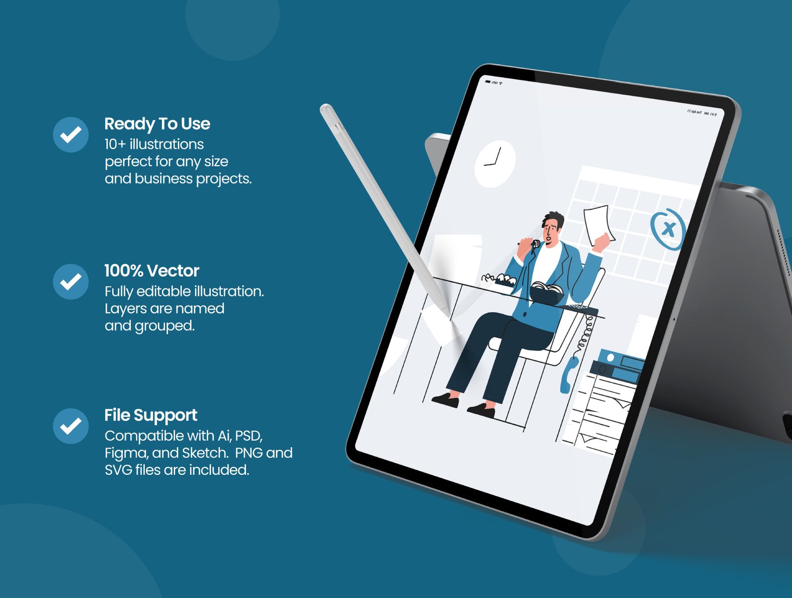 High-Quality SVG Office Hustle Illustration Pack