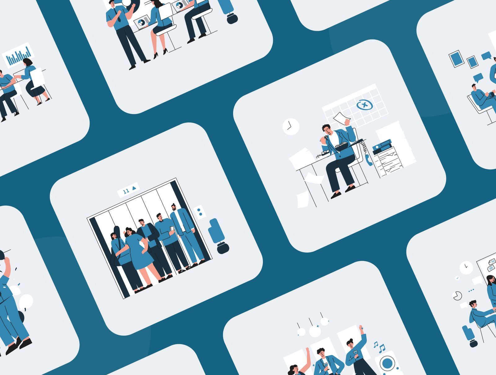 High-Quality SVG Office Hustle Illustration Pack