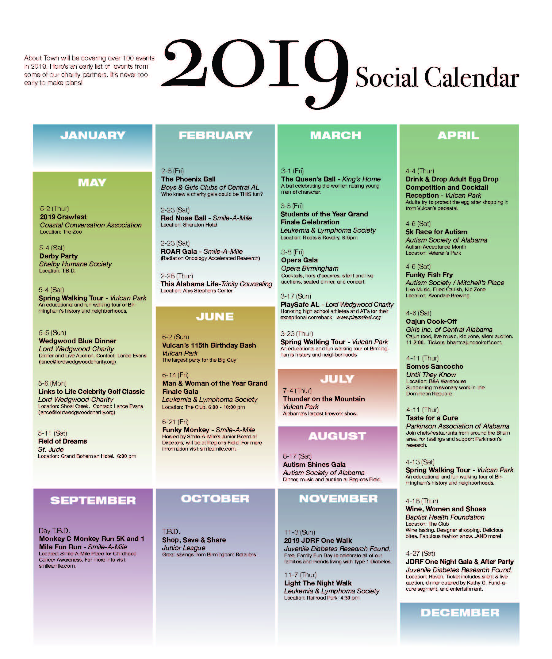 2019 Social Calendar | About Town