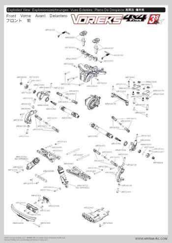 ARRMA Vorteks 4WD BLX Exploded View