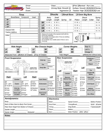 Custom Works Rocket 5 Setup Sheet Blank