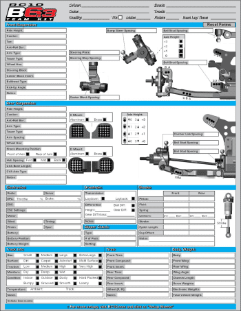 Team Associated RC10 B6.3 Blank Setup Sheet (Editable)