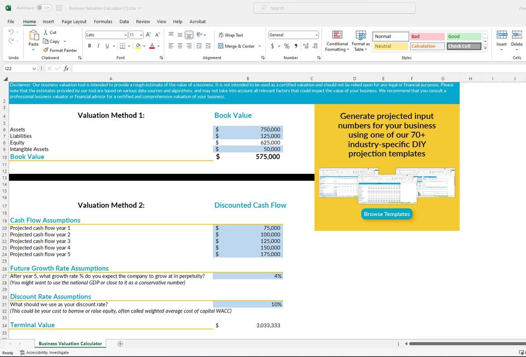 Free Business Valuation Calculator - ProjectionHub