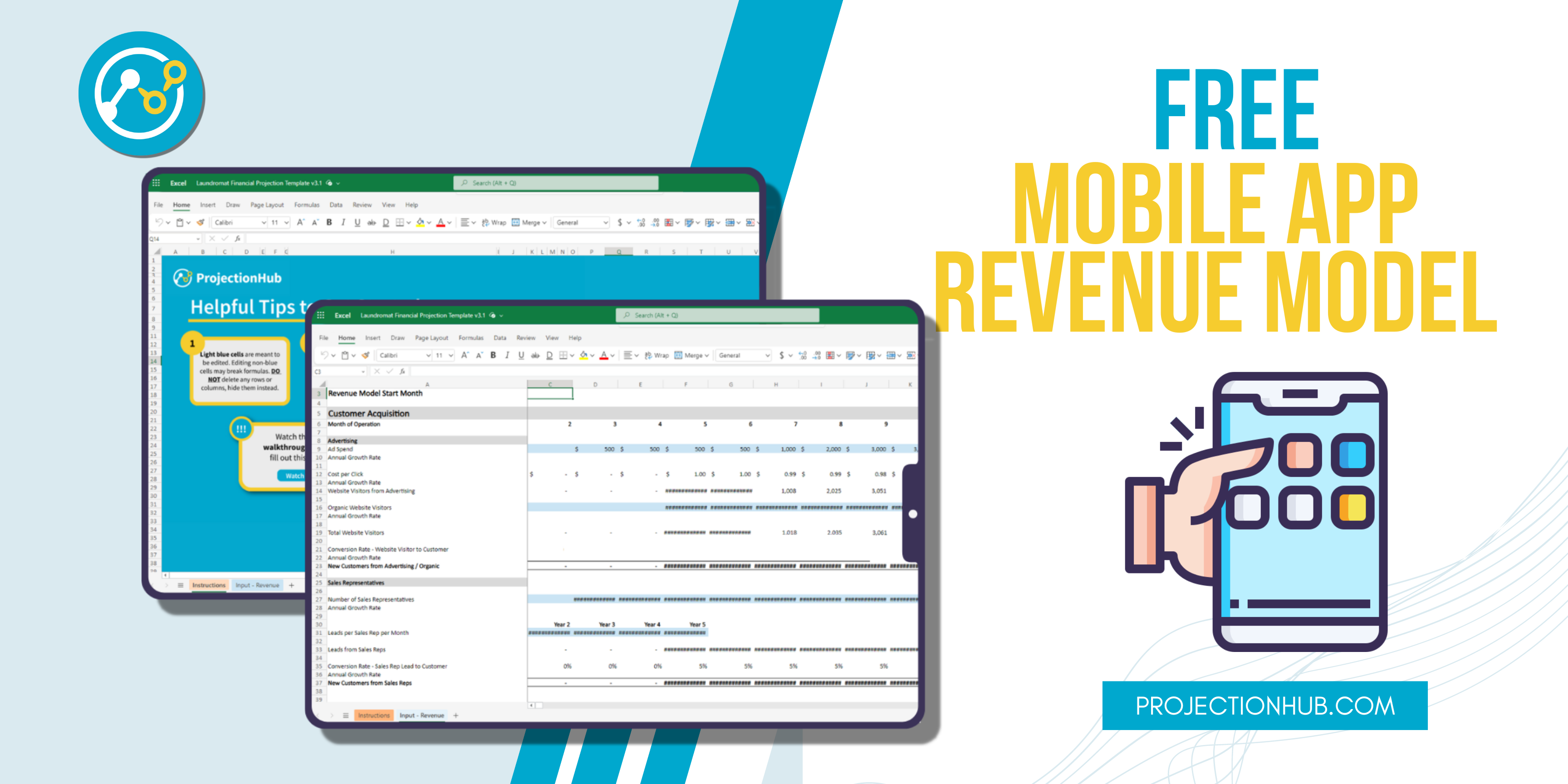 Free Mobile App Revenue Model Template - ProjectionHub
